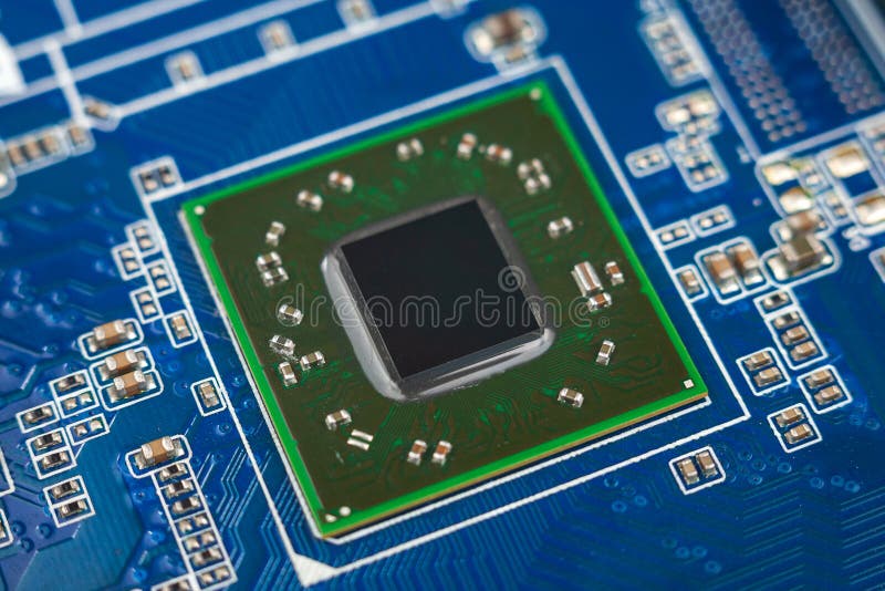 A Chip in a Computer with Many Electrical Elements, a CPU, a GPU, a ...