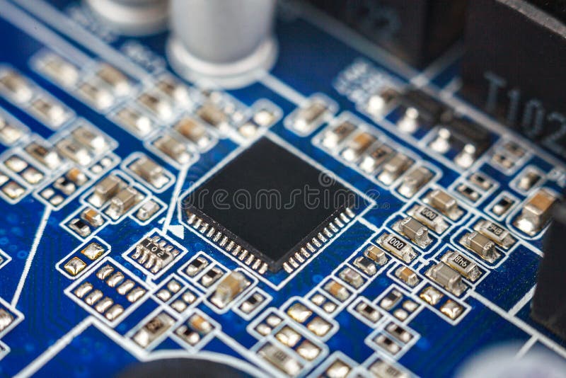 A Chip in a Computer with Many Electrical Elements, a CPU, a GPU, a ...