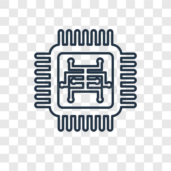 Chip Concept Vector Linear Icon Isolated on Transparent Background ...