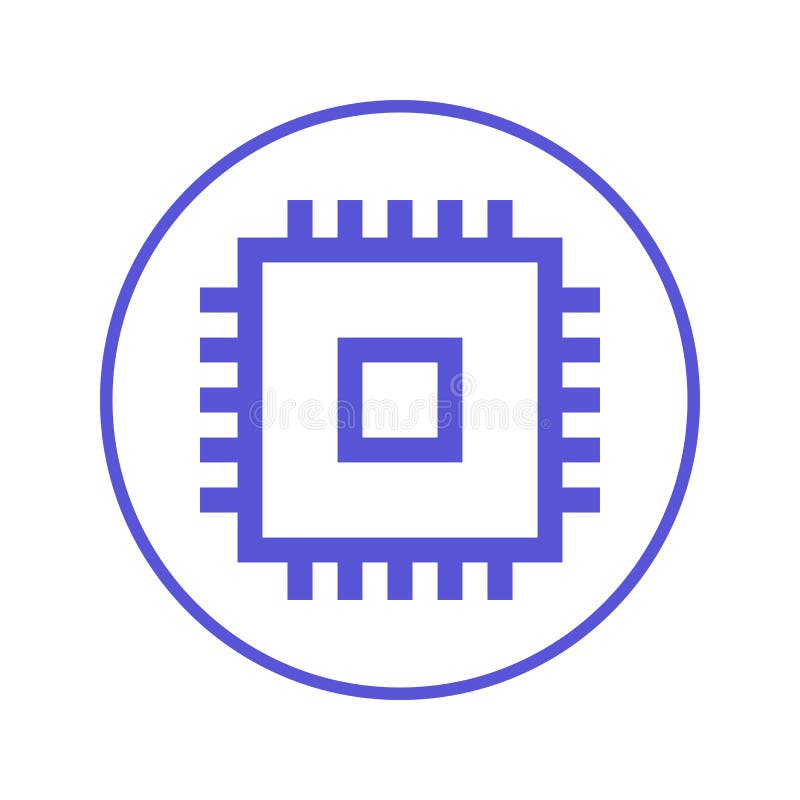 Chip, CPU Circular Line Icon. Round Sign. Flat Style Vector Symbol. Stock Vector - Illustration ...