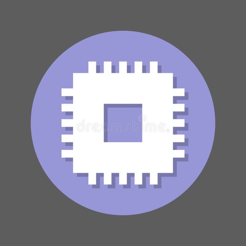 Chip, CPU Flat Icon. Round Colorful Button, Circular Vector Sign with Shadow Effect. Flat Style ...