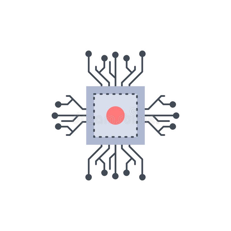 Chip, Cpu, Microchip, Processor, Technology Flat Color Icon Vector ...