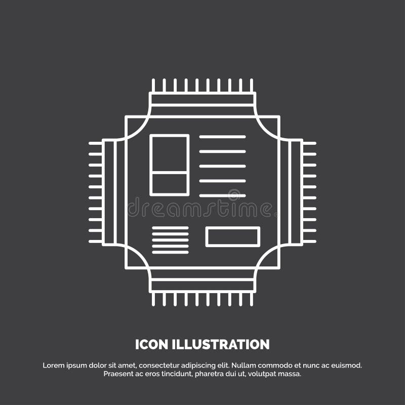 Chip Cpu Microchip Processor Technology Icon Line Vector Symbol For Ui And Ux Website Or