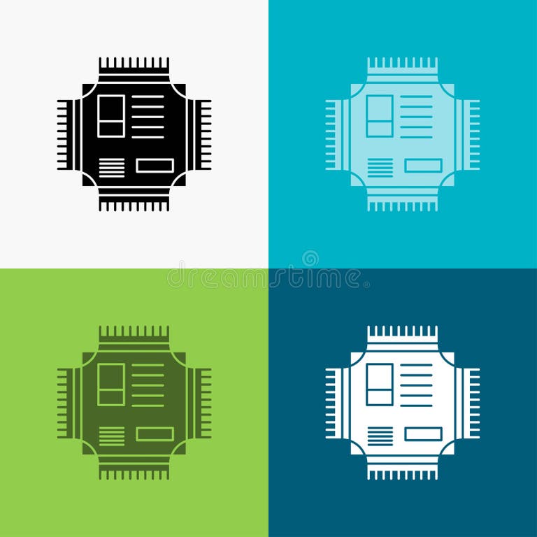 Chip, Cpu, Microchip, Processor, Technology Icon Over Various Background. Glyph Style Design ...