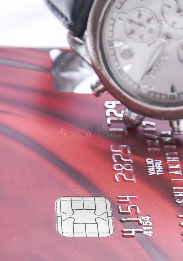 Chip of Credit Cards and a Watch Up Close Stock Photo - Image of watch ...