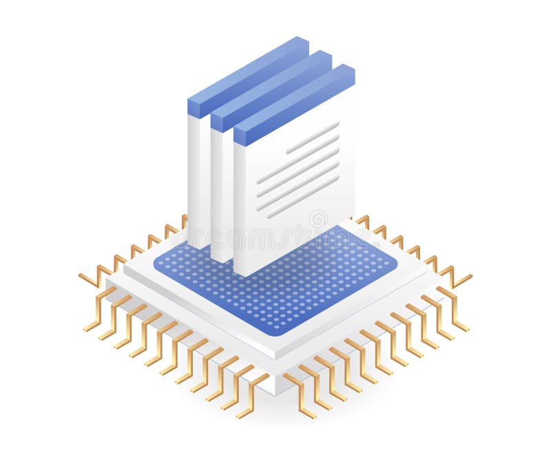 Chip Data Server and Network Stock Vector - Illustration of energy ...