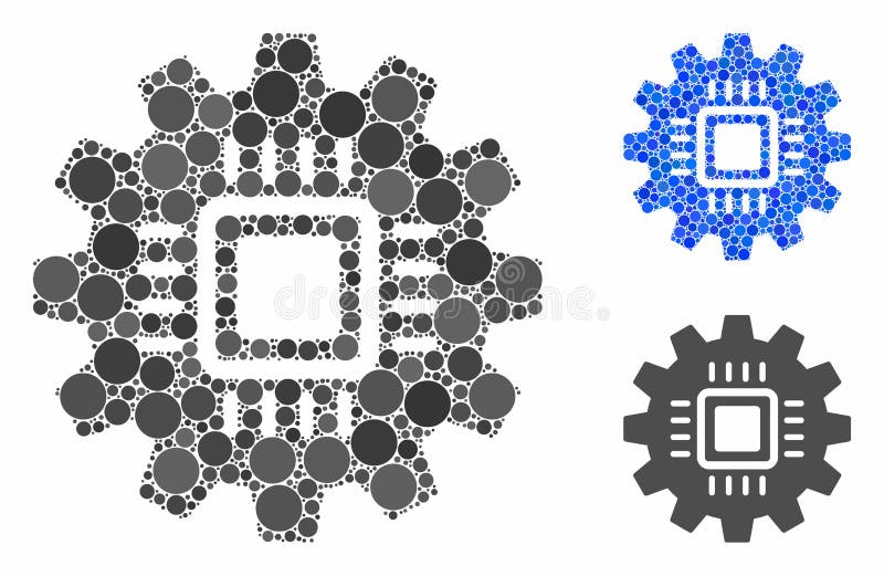 Chip Development Gear Composition Icon of Round Dots Stock Illustration ...