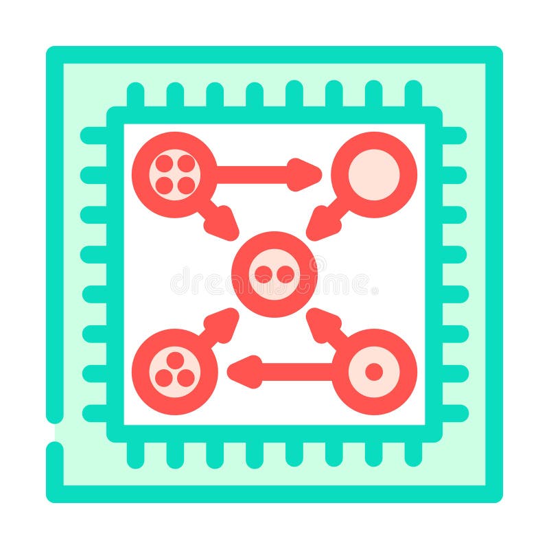 Chip Entangled Qubits Quantum Computer Color Icon Vector Illustration Stock Illustration