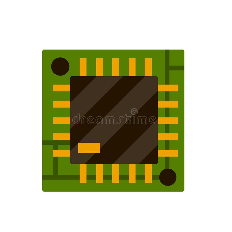 CPU Chip and Green Motherboard with Circuit Lines. Tehnology Concept ...