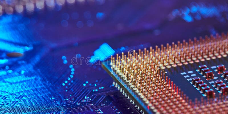 Chip is Highlighted with Blue Light. Technology Background Stock Image ...