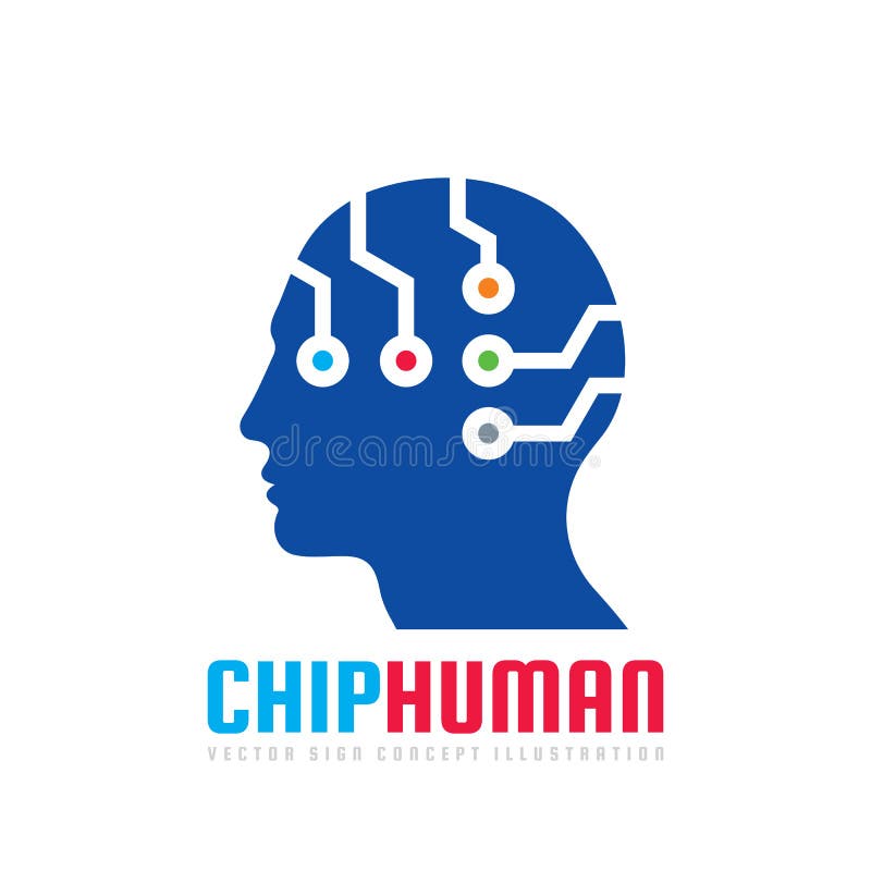 Chip Human Head - Vector Logo Template Concept Illustration. Future ...