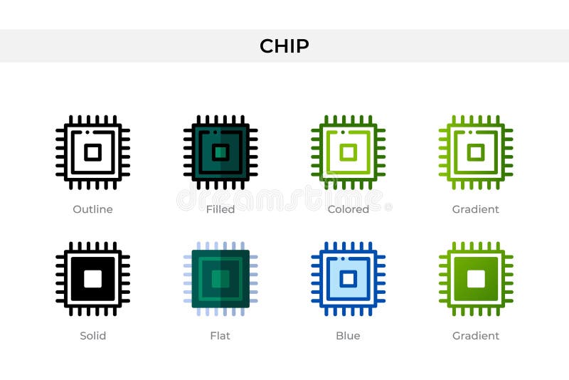 Chip Icon in Different Style. Chip Vector Icons Designed in Outline ...