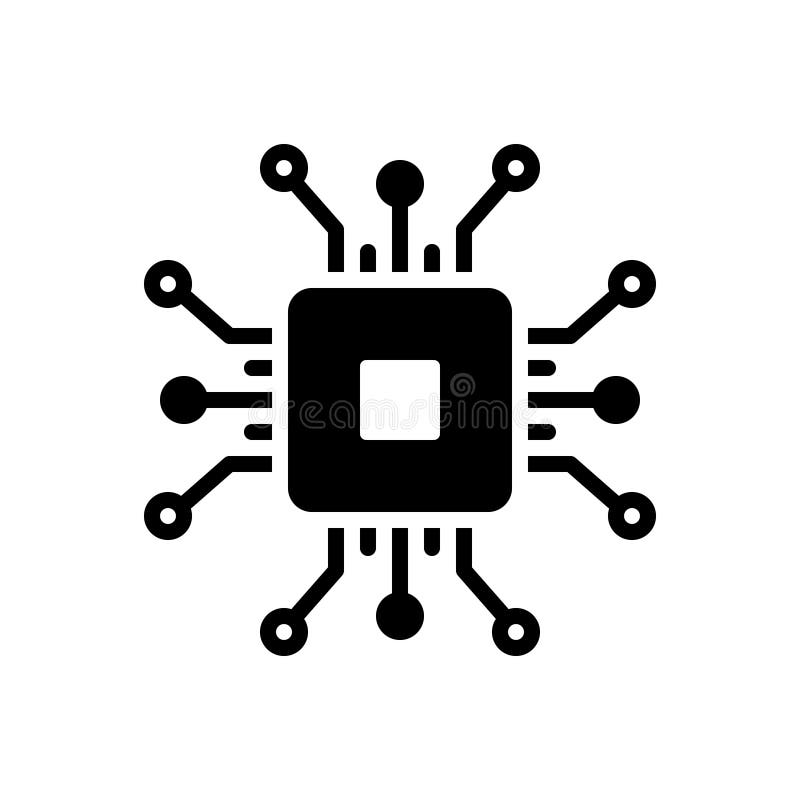 Black Solid Icon for Chip, Digital and Technology Stock Vector ...