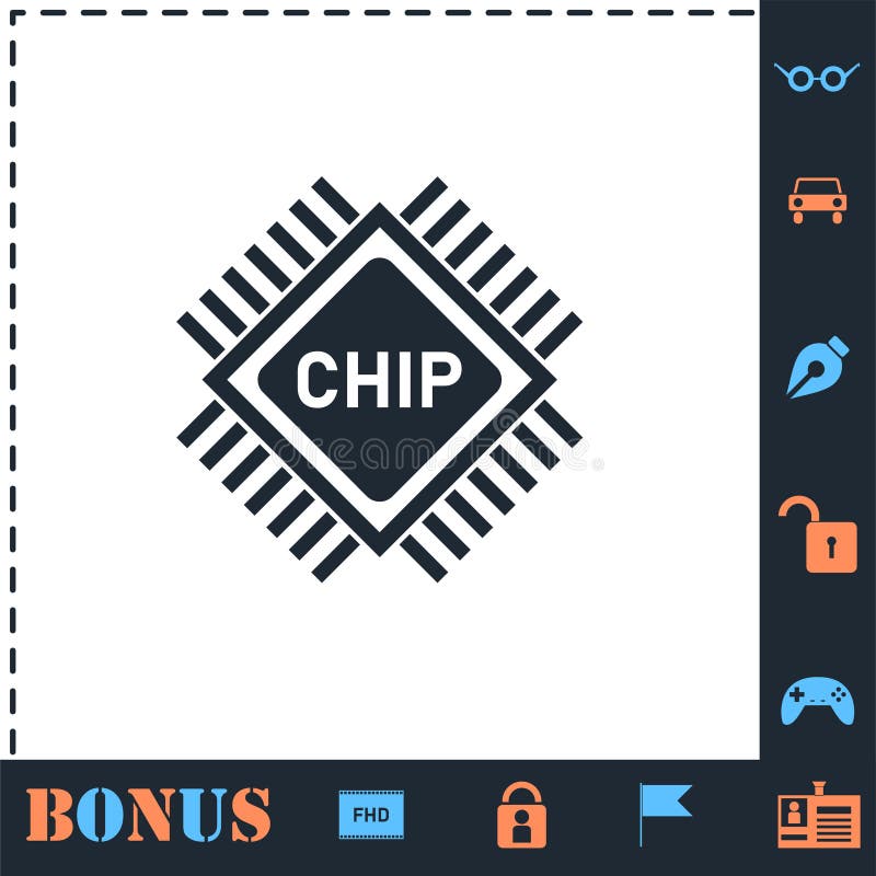 Chip icon flat stock vector. Illustration of equipment - 146363317
