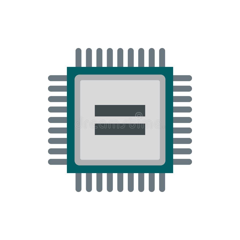 Computer Chip Icon In Flat Style Isolated On Grey Background Stock ...