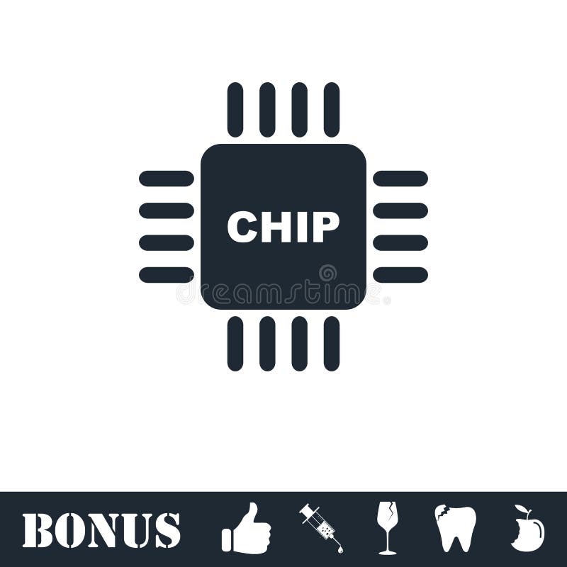 Chip icon flat stock vector. Illustration of processor - 151740753