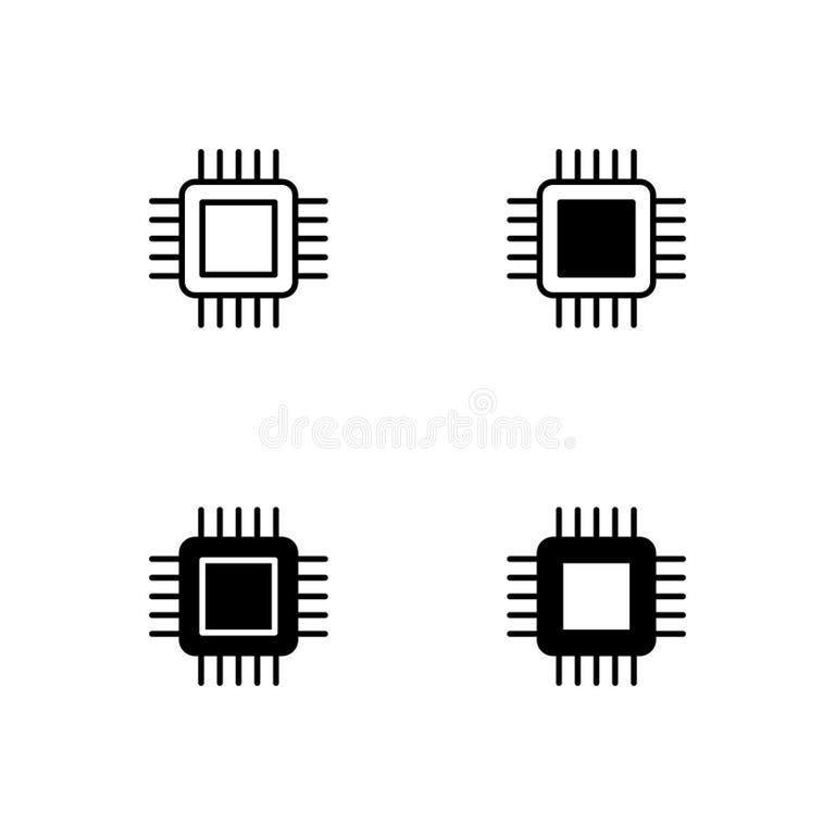 Chip Icon Set. Processor Chip Icon. Electronic Chip Vector Icon. 4 ...