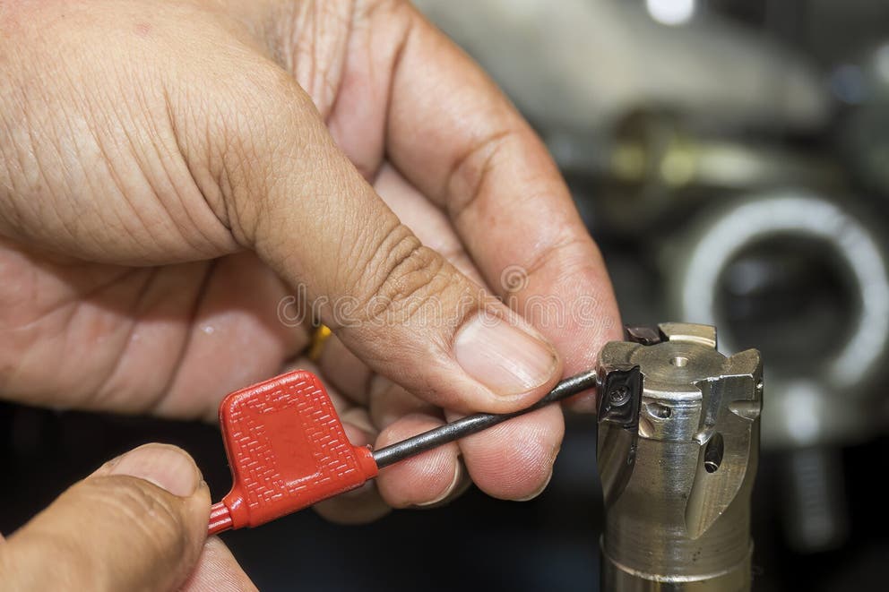 The Chip Insert Replacement Process by Machine Operator Stock Image ...