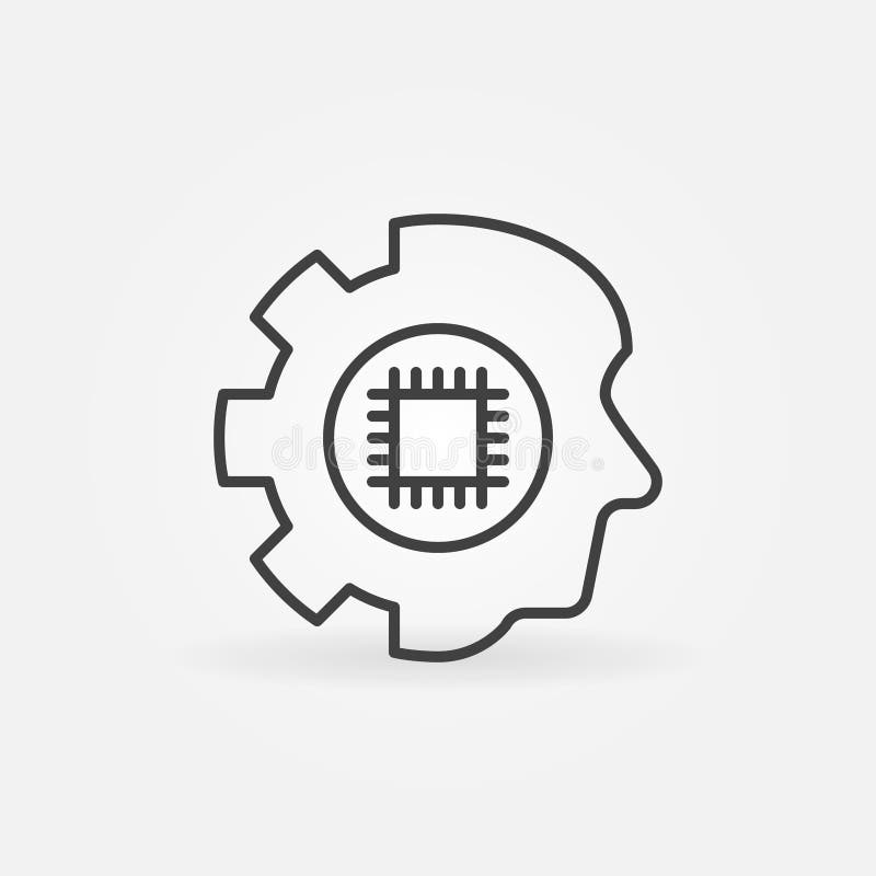 Chip Inside Head Logo with Shadow Stock Vector - Illustration of evolution, fiber: 249104991