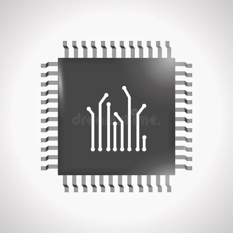 Chip Isolated Minimal Icon. Stylized Microchip Illustration Stock ...