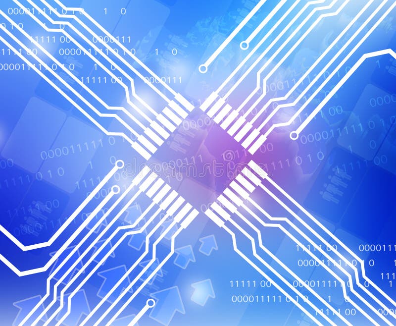 Chip Lines Tending To Center on an Abstract Stock Illustration ...