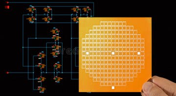 Chip Mask and Circuit Schematic Diagram Stock Image - Image of ...