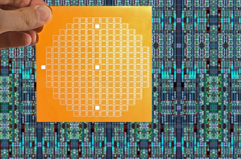 Chip Mask in Hand and Chip Layout Stock Image - Image of processor ...