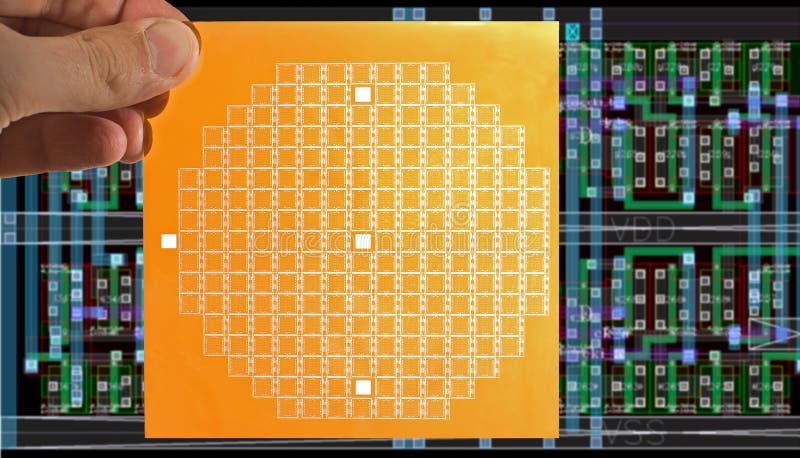Chip Mask in Hand and Chip Layout Stock Image - Image of integrated ...
