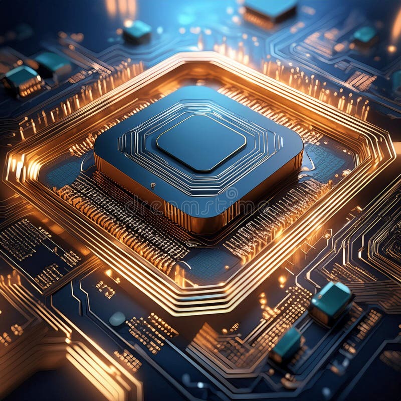 Chip. Microchip. Electronic Circuit Board Close Up. Central Computer ...