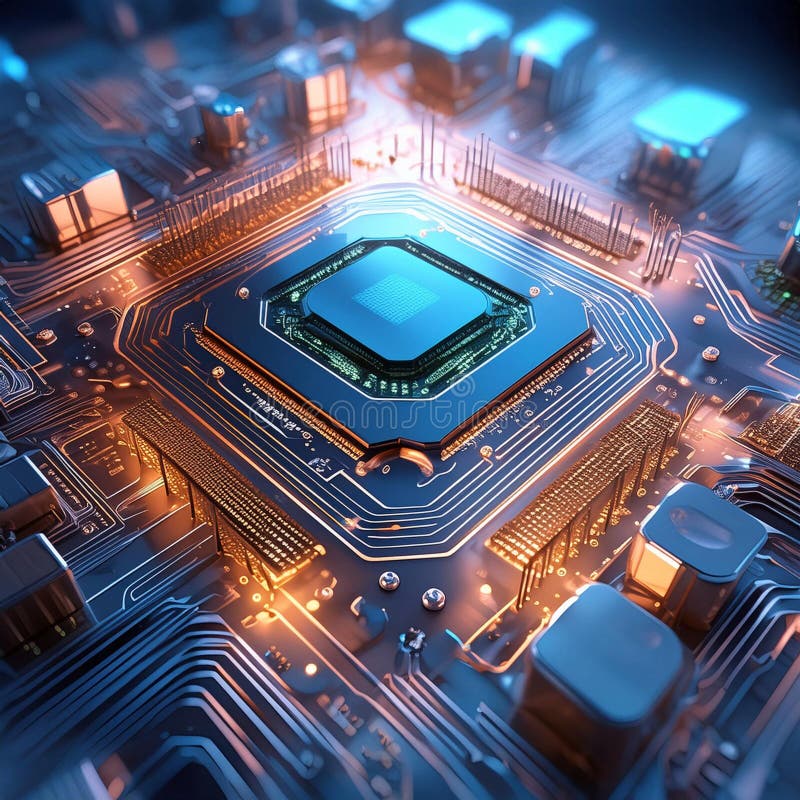 Chip. Microchip. Electronic Circuit Board Close Up. Central Computer ...