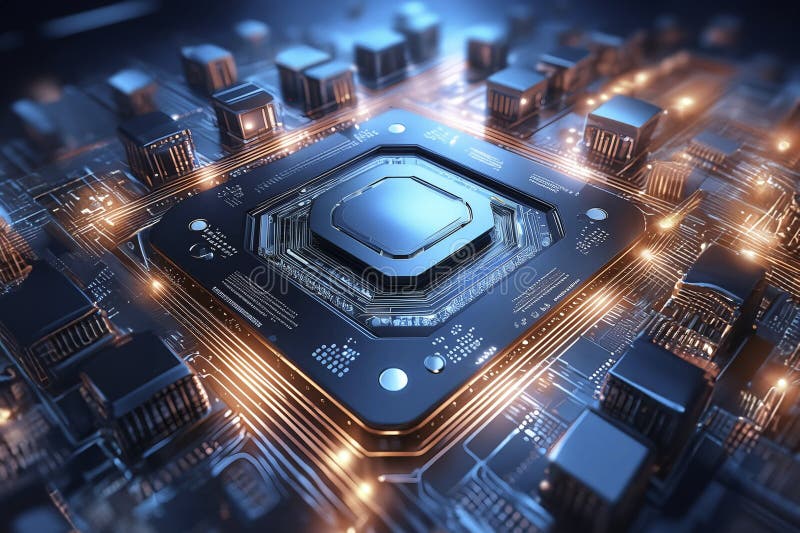 Chip. Microchip. Electronic Circuit Board Close Up Stock Illustration ...