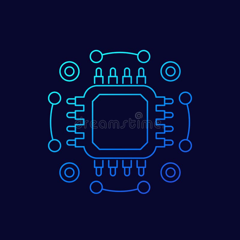 Chip, Microchip Line Icon, Vector Stock Vector - Illustration of ... Chip, Microchip Line Icon, Vector Stock Vector - Illustration of ...