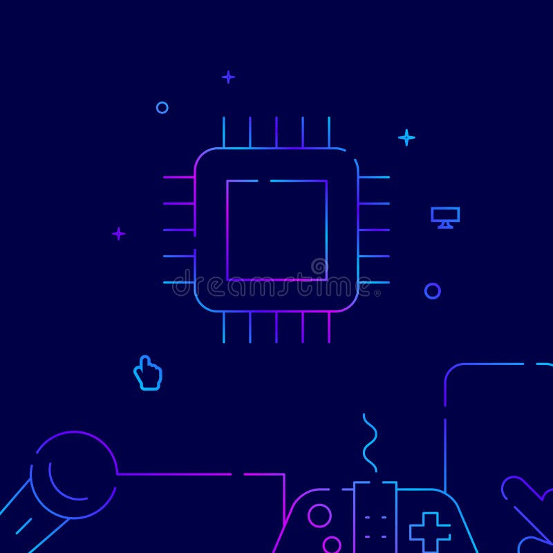 Chip, Microcircuit Gradient Line Icon, Vector Illustration Stock Vector ...