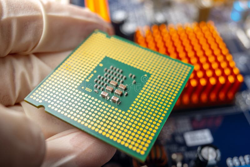 Chip Microprocessor in the Hands of an Engineer Technician for the ...