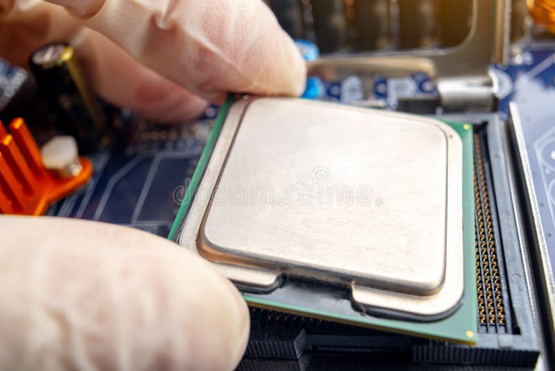 Chip Microprocessor in the Hands of an Engineer Technician for the ...