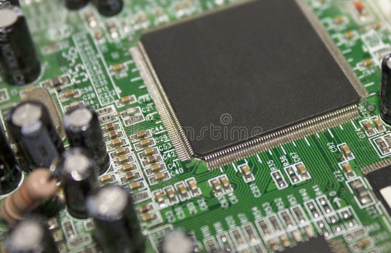 CPU Chip on Motherboard stock image. Image of digital - 135874275