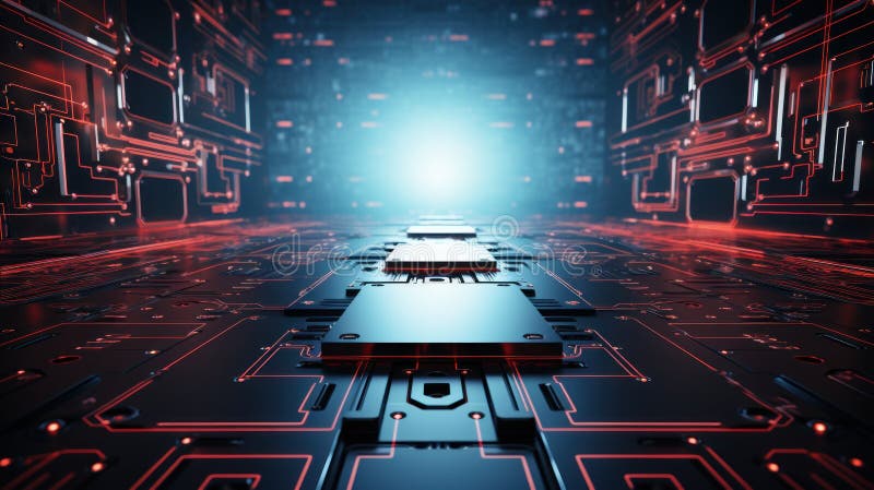 Chip Motherboard in Computer, Cyber Style, Banner, Free Space Stock ...