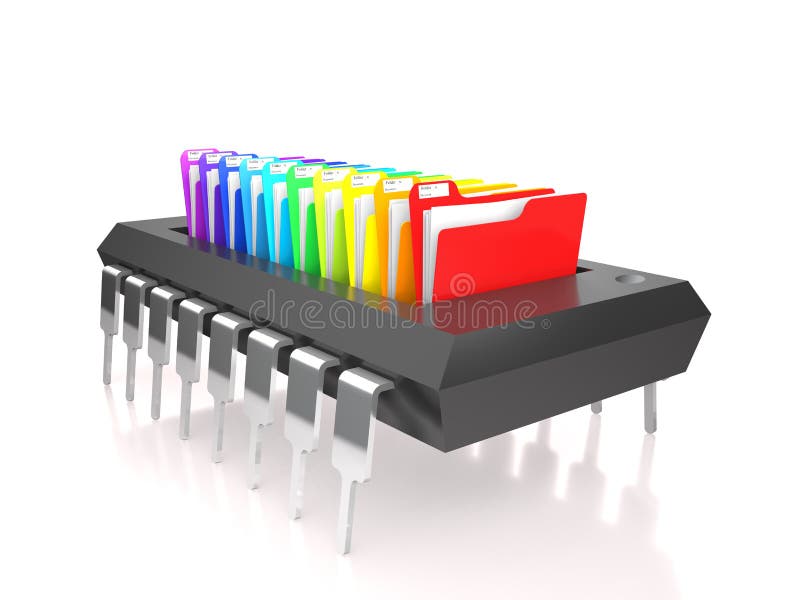 Chip and Office Folders 3d Illustration. Stock Illustration ...