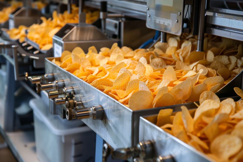 Chip Packaging Machine Neatly Organizing Bags for Sale Stock Photo ...