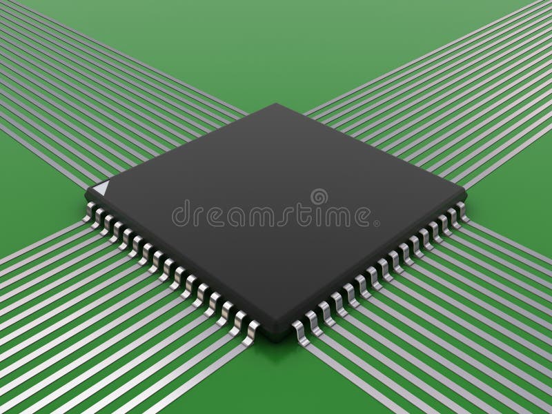 Chip with paths stock illustration. Illustration of digital - 12308561