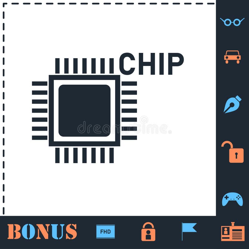 Chip icon flat stock vector. Illustration of chipset - 146526291