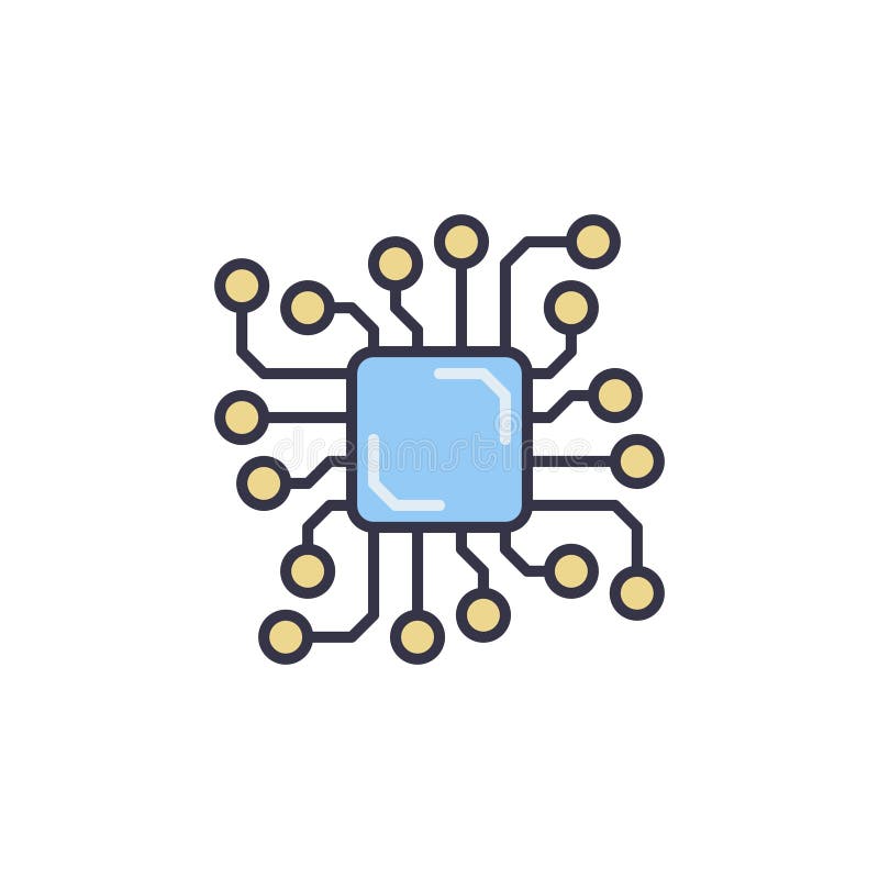 Chip Processor or Circuit Board Vector Concept Colored Icon Stock ...
