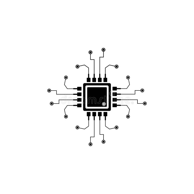 Chip Processor Vector Icon Illustration Stock Vector - Illustration of ...