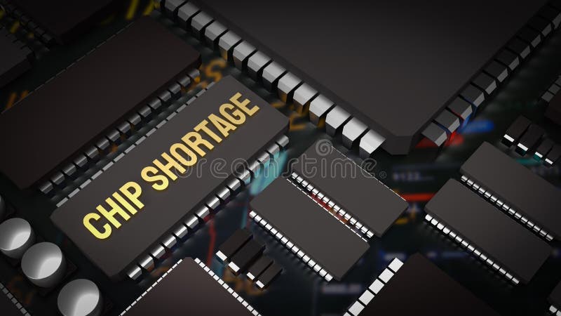 The Chip Shortage Text and Ic and Pcb Board 3d Rendering Stock ...