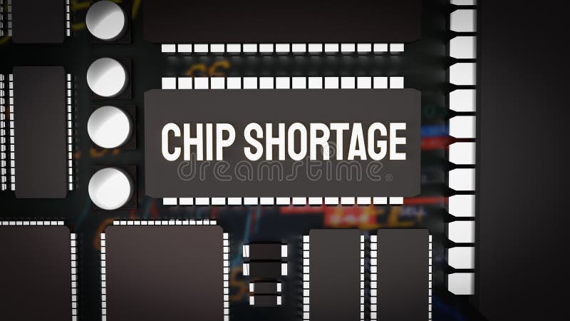 The Chip Shortage Text and Ic and Pcb Board 3d Rendering Stock ...