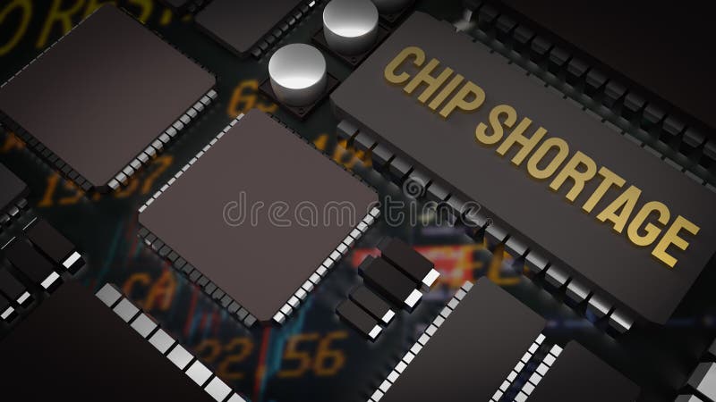 The Chip Shortage Text and Ic and Pcb Board 3d Rendering Stock ...