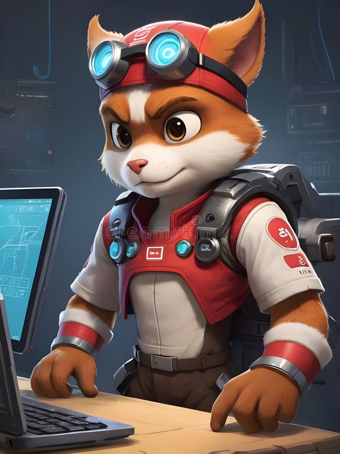 Chip, the Tech-Savvy Helper Stock Illustration - Illustration of tech ...