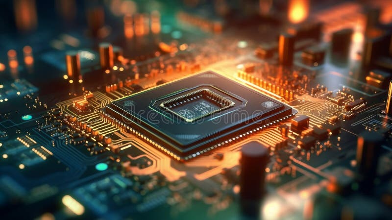 Chip Technology of an Artificial Intelligence Computer. AI Generative ...