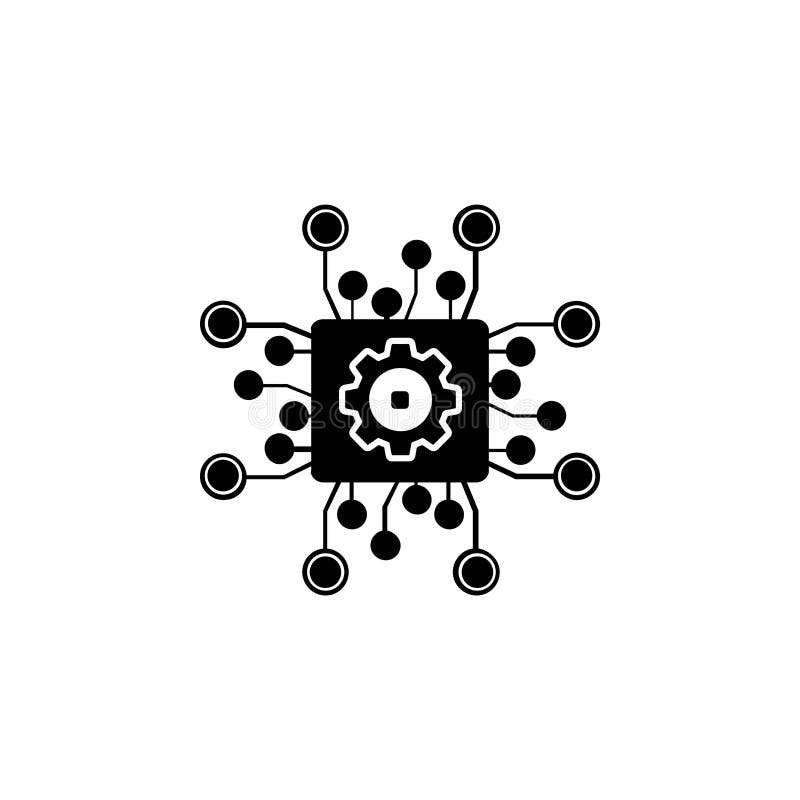 Chip Technology Black Icon Vector Stock Vector - Illustration of ...