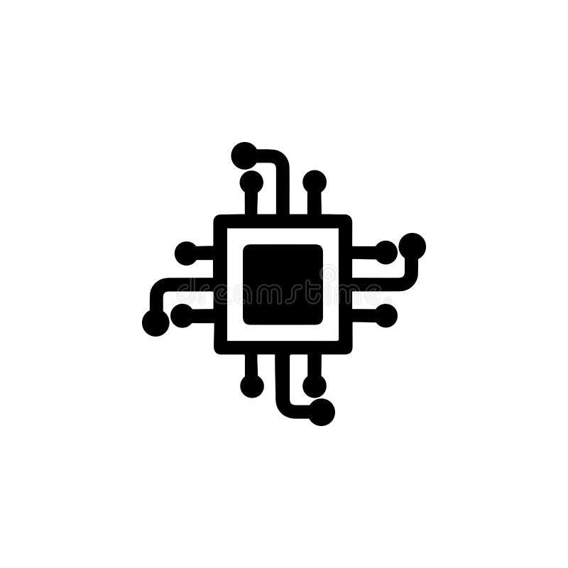 Chip Technology Black Icon Vector Stock Vector - Illustration of ...